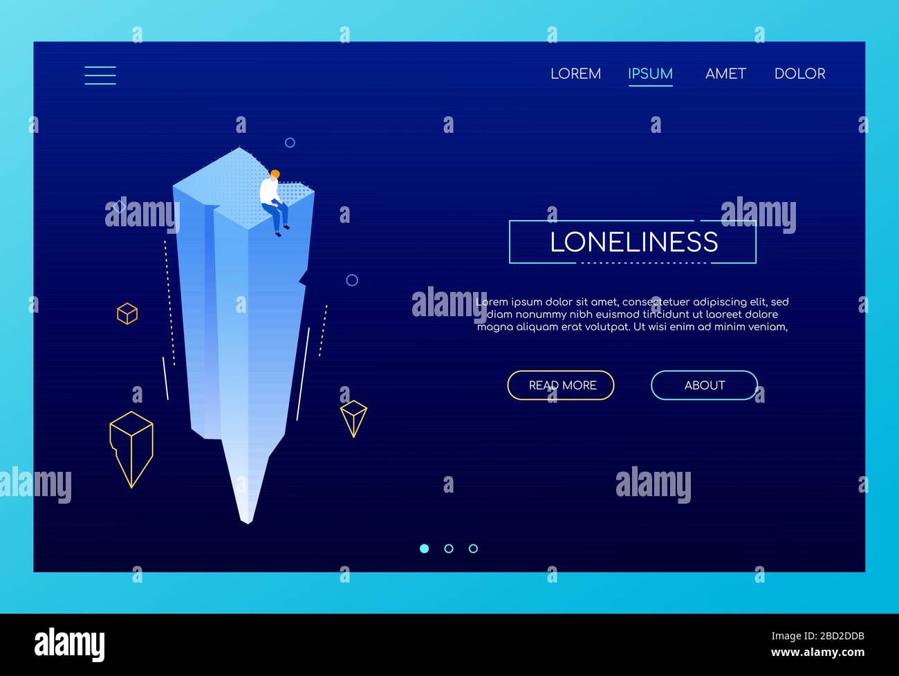 Loneliness concept - modern isometric vector web banner Stock Vector ...