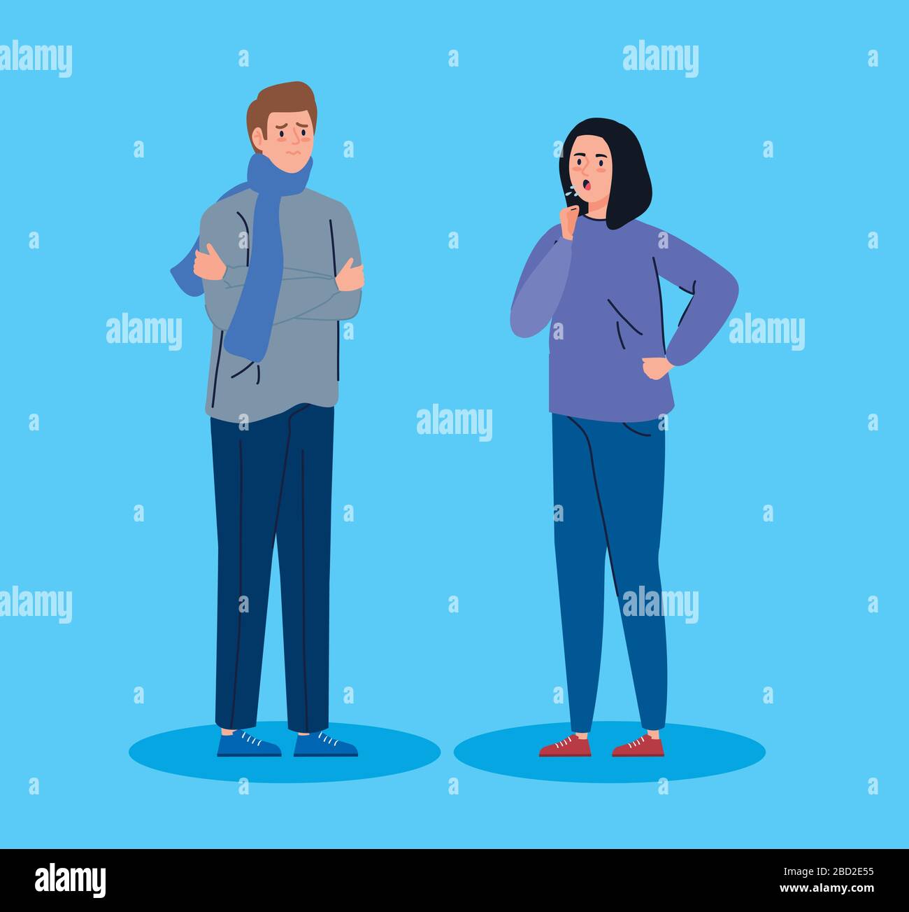 young couple sick avatar characters Stock Vector Image & Art - Alamy