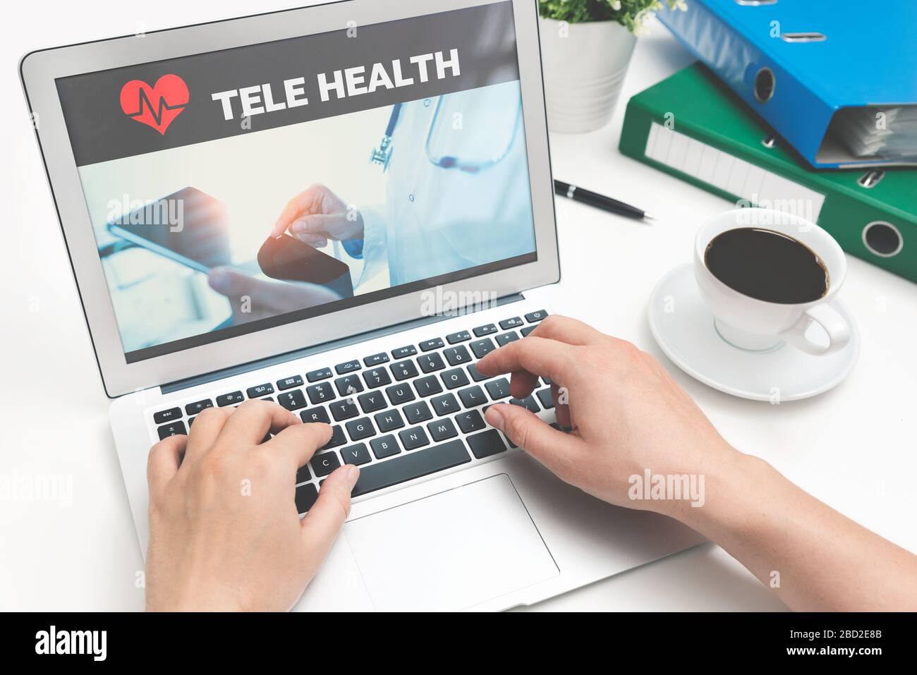 Telehealth concept on laptop screen. Health care, telemedicine Stock ...