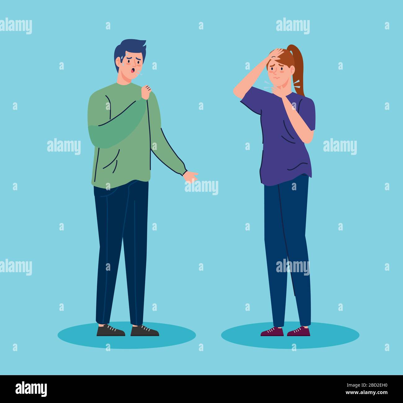 young couple sick avatar characters Stock Vector Image & Art - Alamy