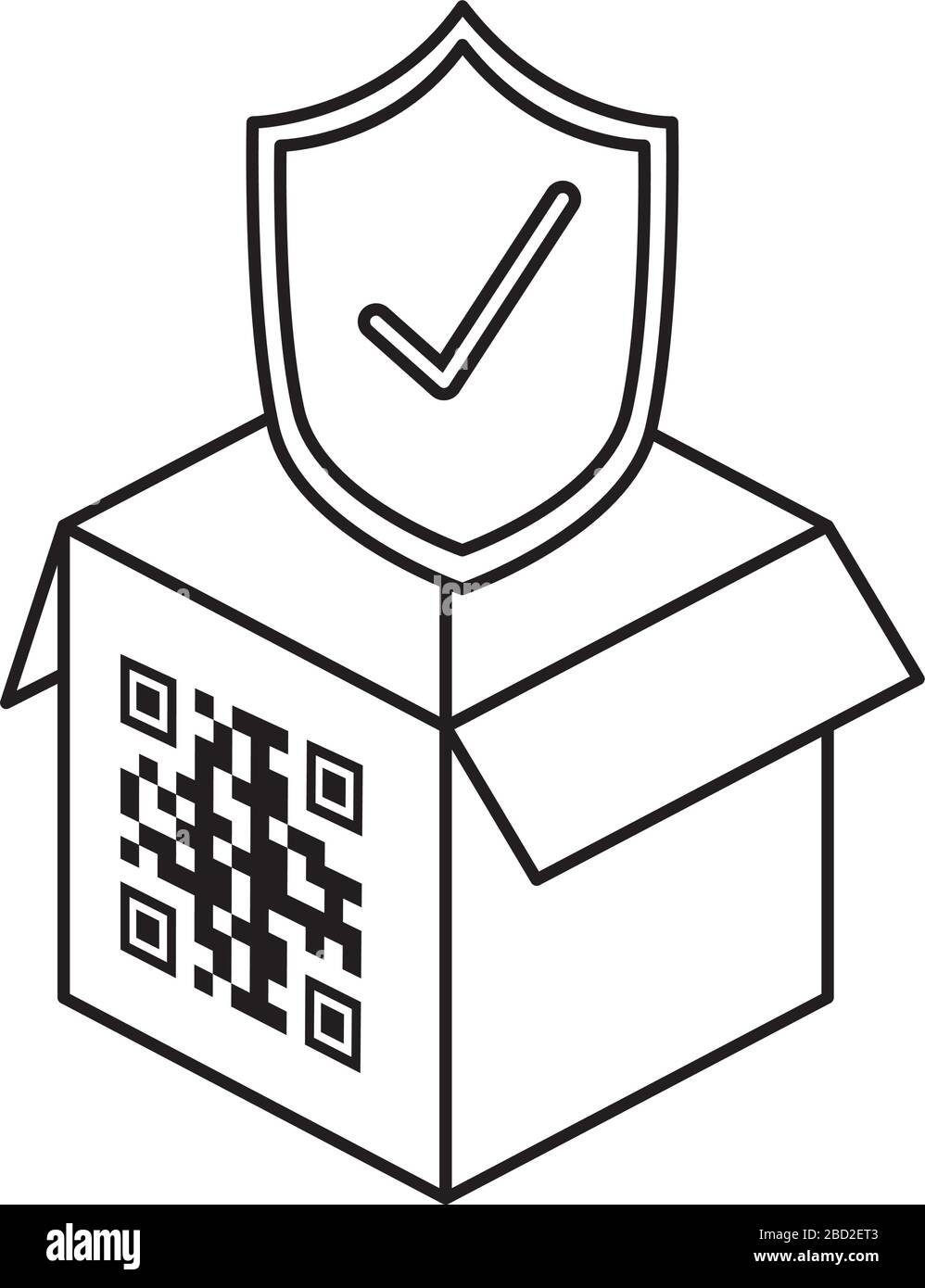 qr code over box and shield vector design Stock Vector Image & Art - Alamy