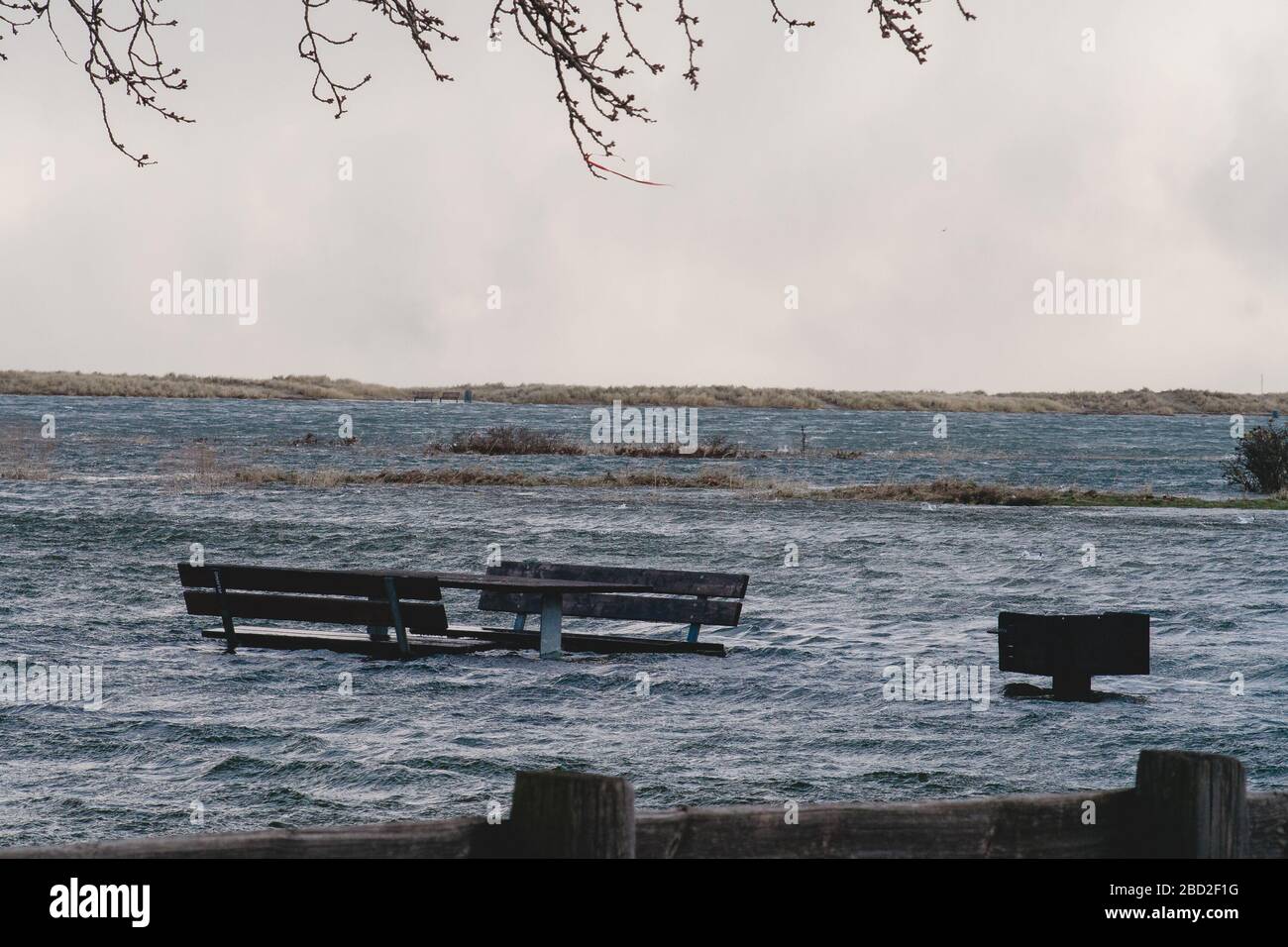 flooded Amagerbeach copenhagen - climate change storm dramatic Stock ...