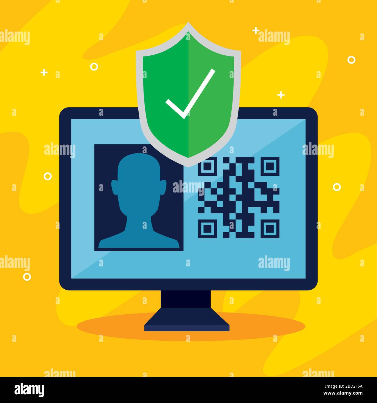 qr code inside computer and shield vector design Stock Vector Image ...
