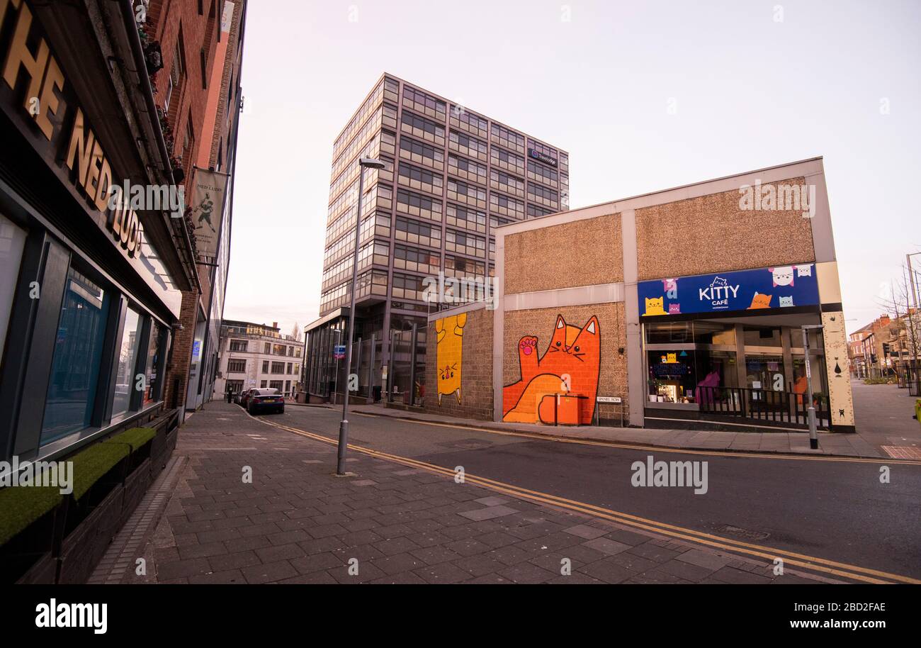 Kitty Cafe on Friar Lane in Nottingham City, captured during the Covid ...