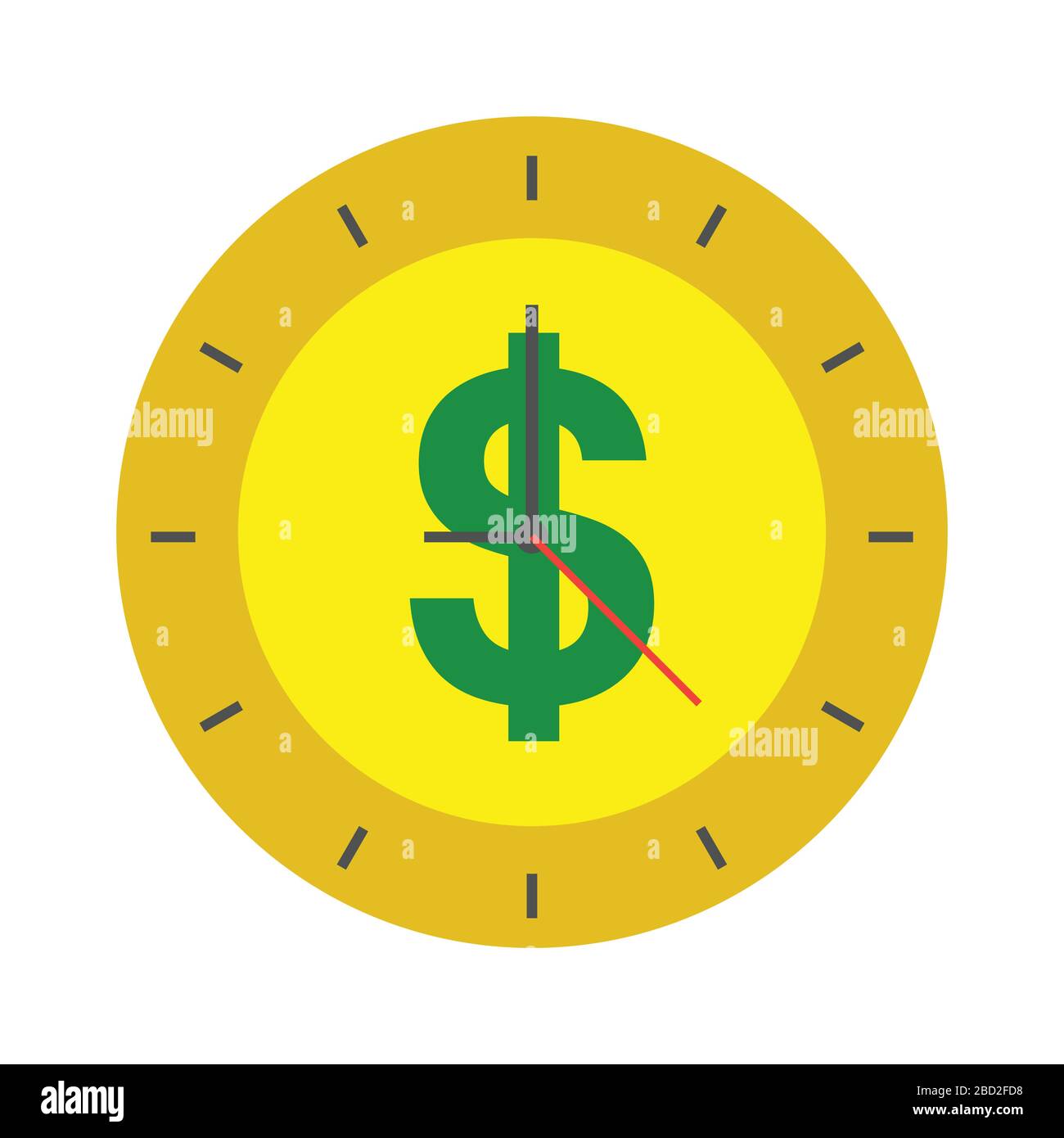 Vector icon concept of dollar coin clock time. Flat color Stock Vector ...