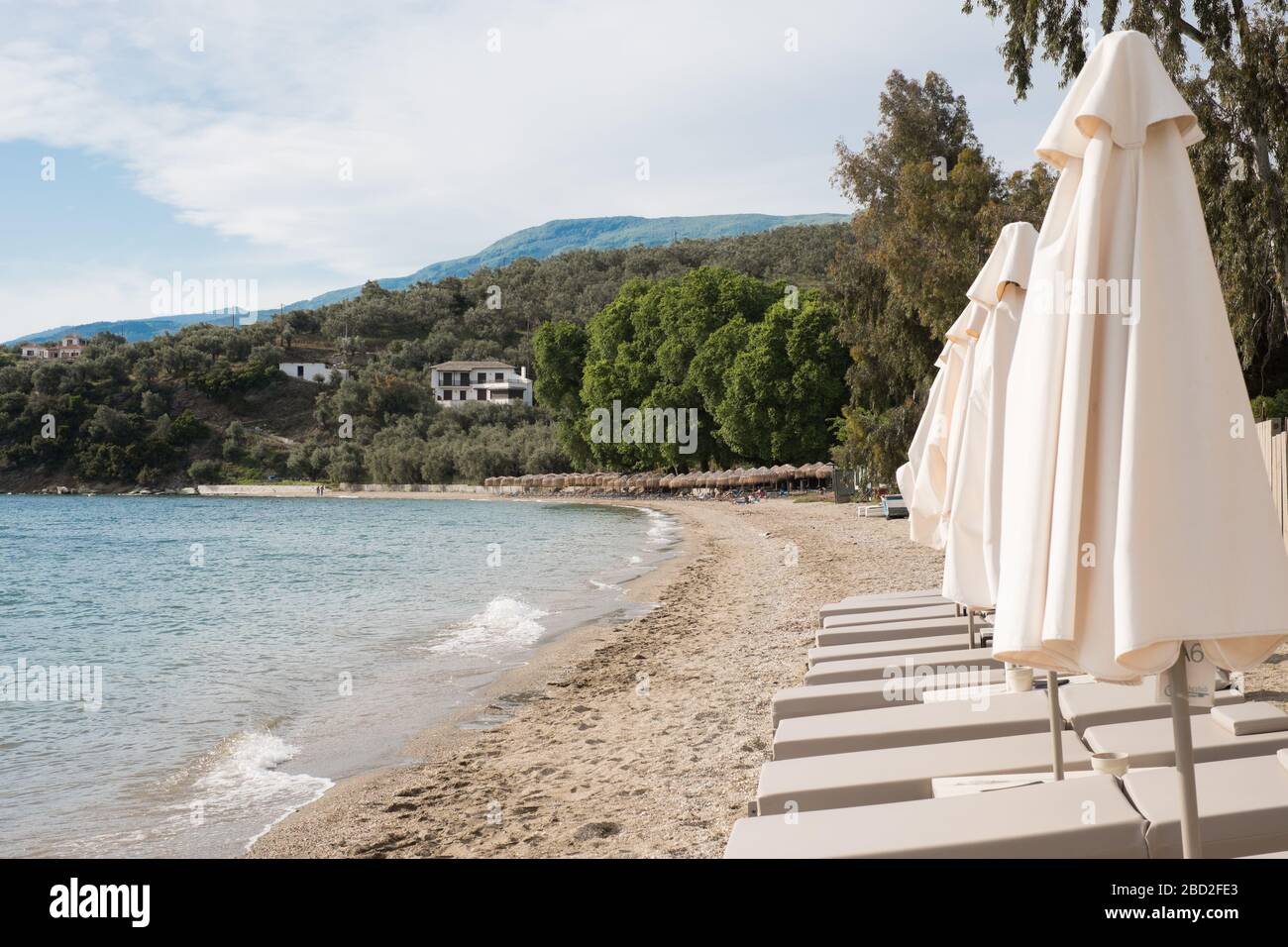 Beach at Six Keys hotel, Afissos, on Greece's Pelion peninsula Stock ...
