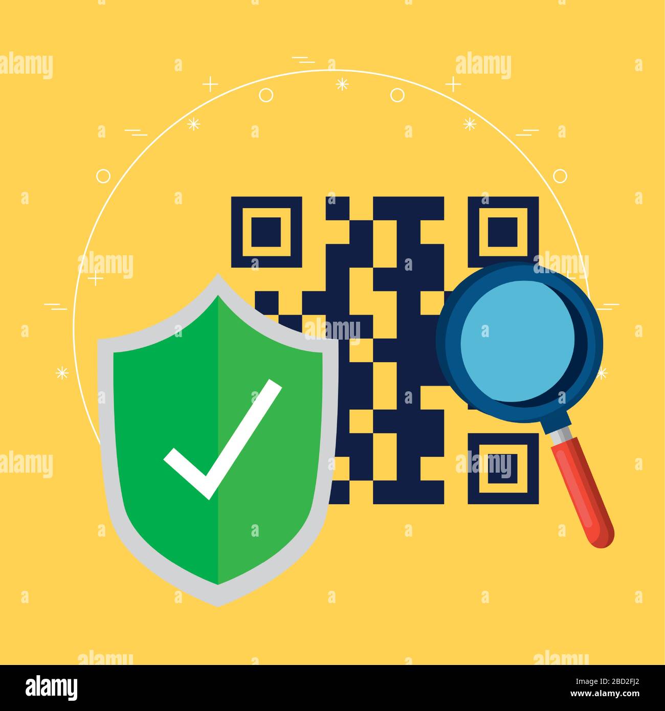 qr code shield and lupe vector design Stock Vector Image & Art - Alamy