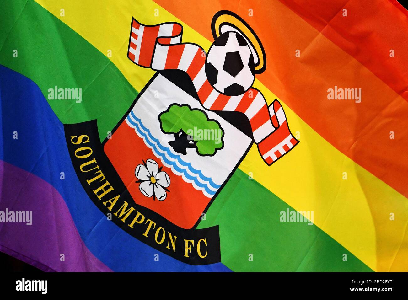 Southampton branded flag in the colours of the Stonewall Rainbow Laces ...