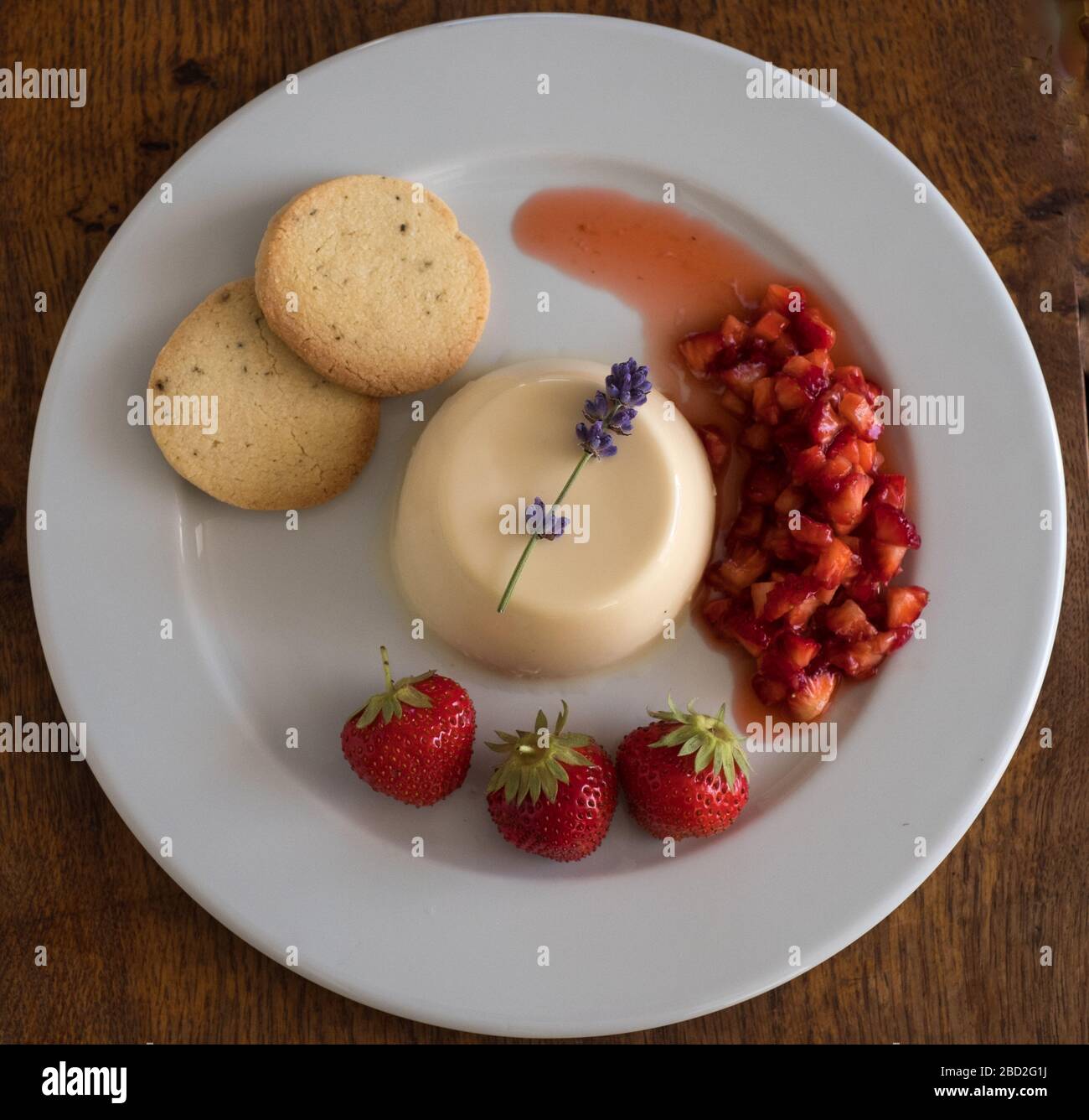 Panna cotta made from local cream, served with island-grown ...