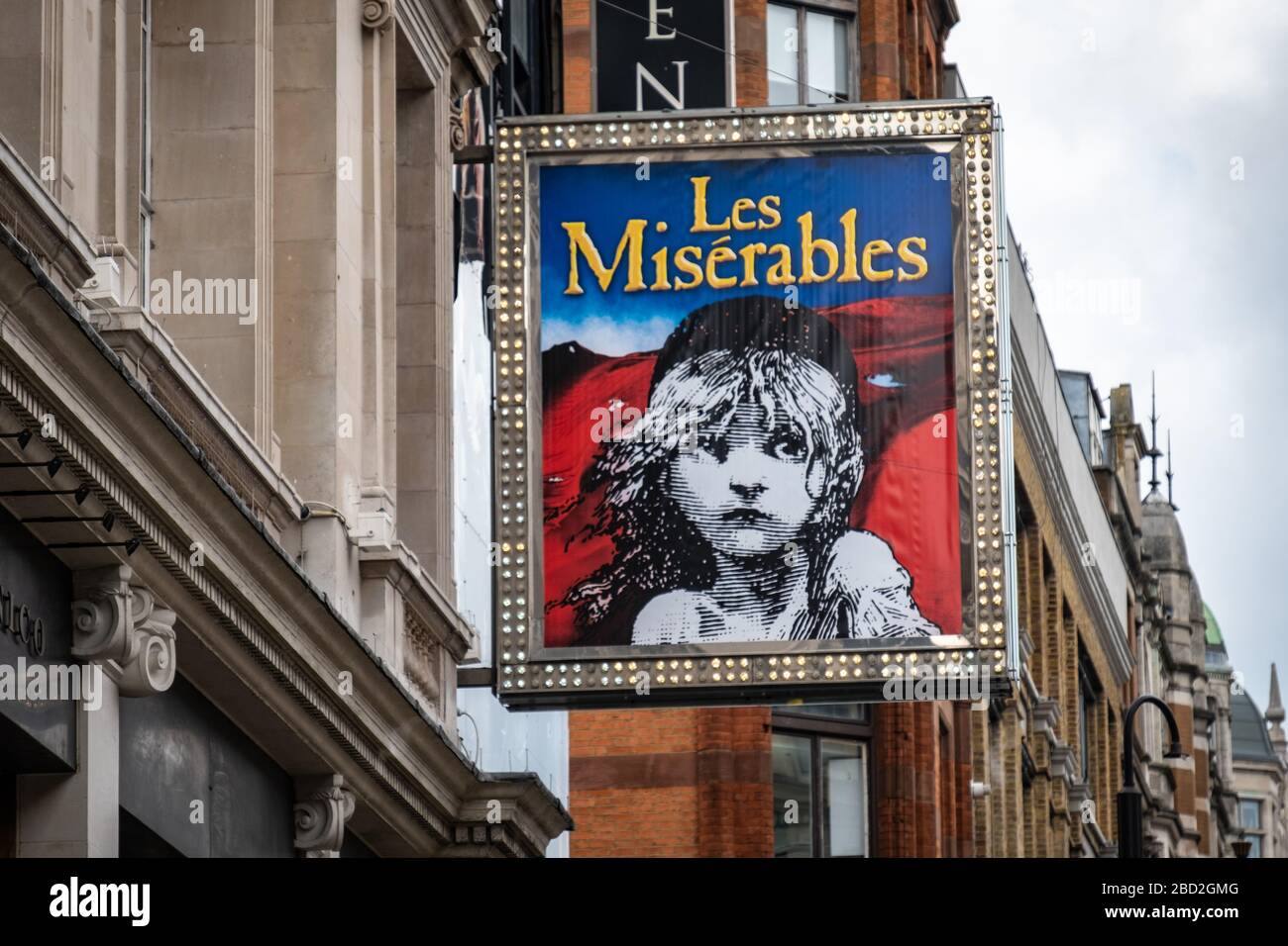 LONDON- Les Miserables theatre, a world famous long running show in London's West End Stock ...