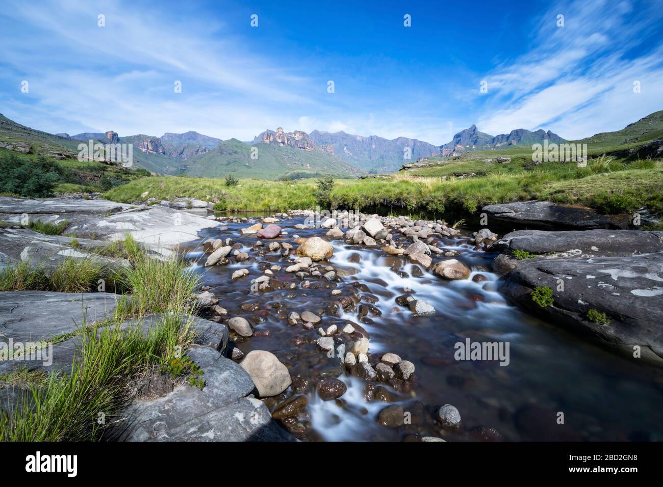Mountain stream and the mountain Stock Photo - Alamy