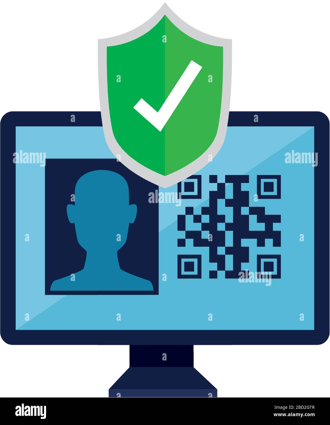 qr code inside computer and shield vector design Stock Vector Image ...