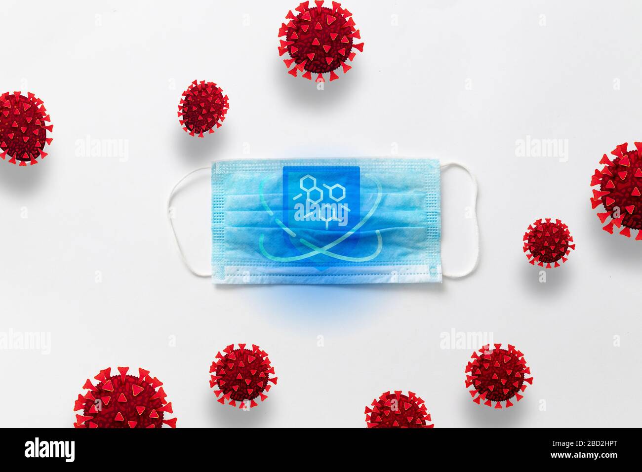 Top view of medical mask for protection against polluted air, viruses ...