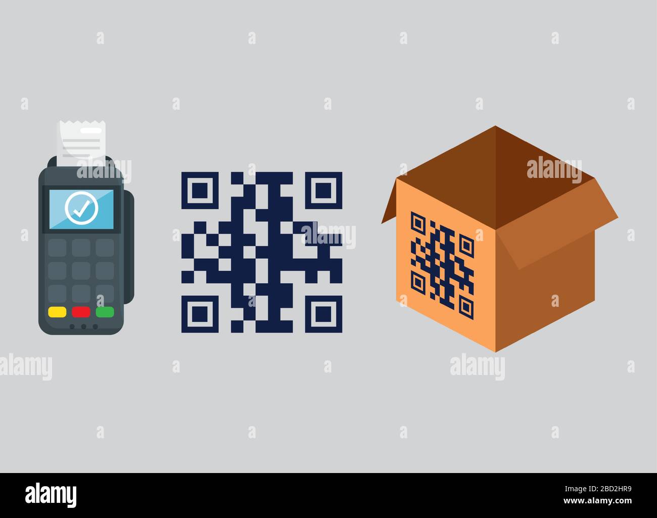 qr code over box and dataphone vector design Stock Vector Image & Art ...