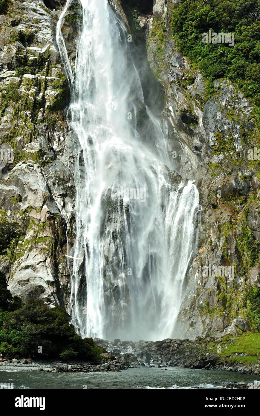 Waterfall at Milford Sound Stock Photo - Alamy
