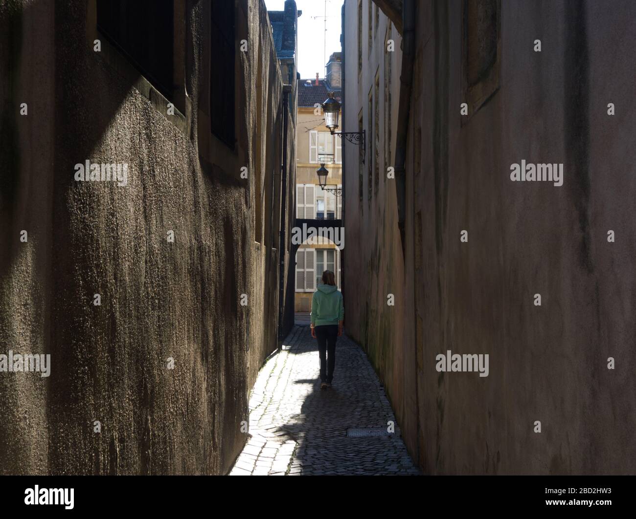 Small street exploration with arcades in Metz, discovering the old ...