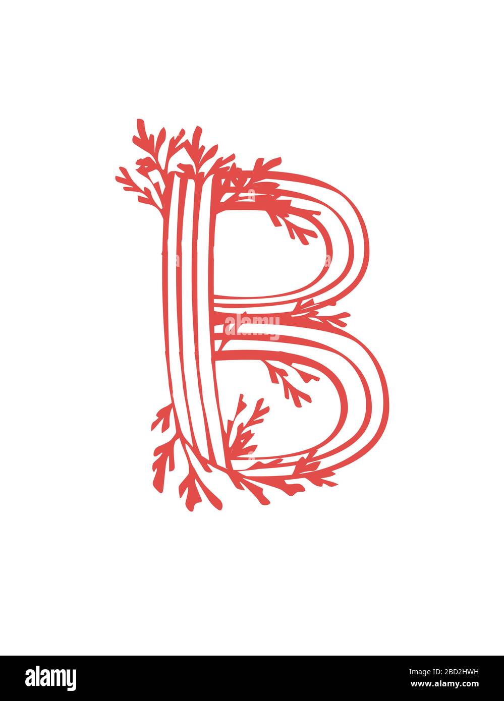 Letter B pink colored seaweeds underwater ocean plant sea coral ...