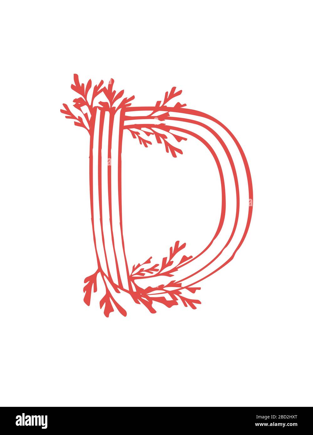 Letter D pink colored seaweeds underwater ocean plant sea coral ...