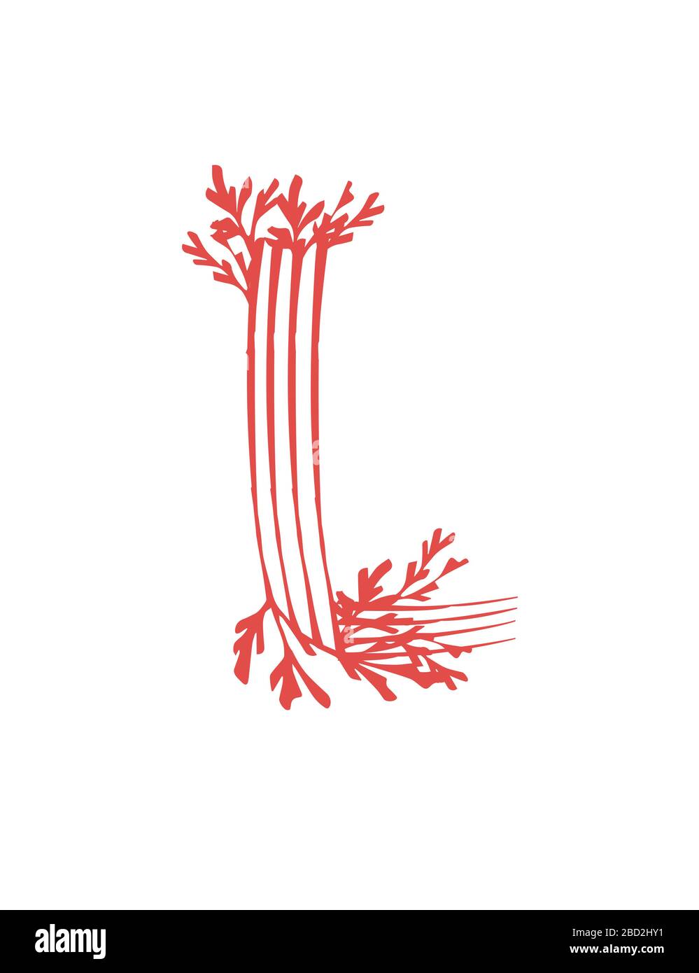 Letter L pink colored seaweeds underwater ocean plant sea coral ...