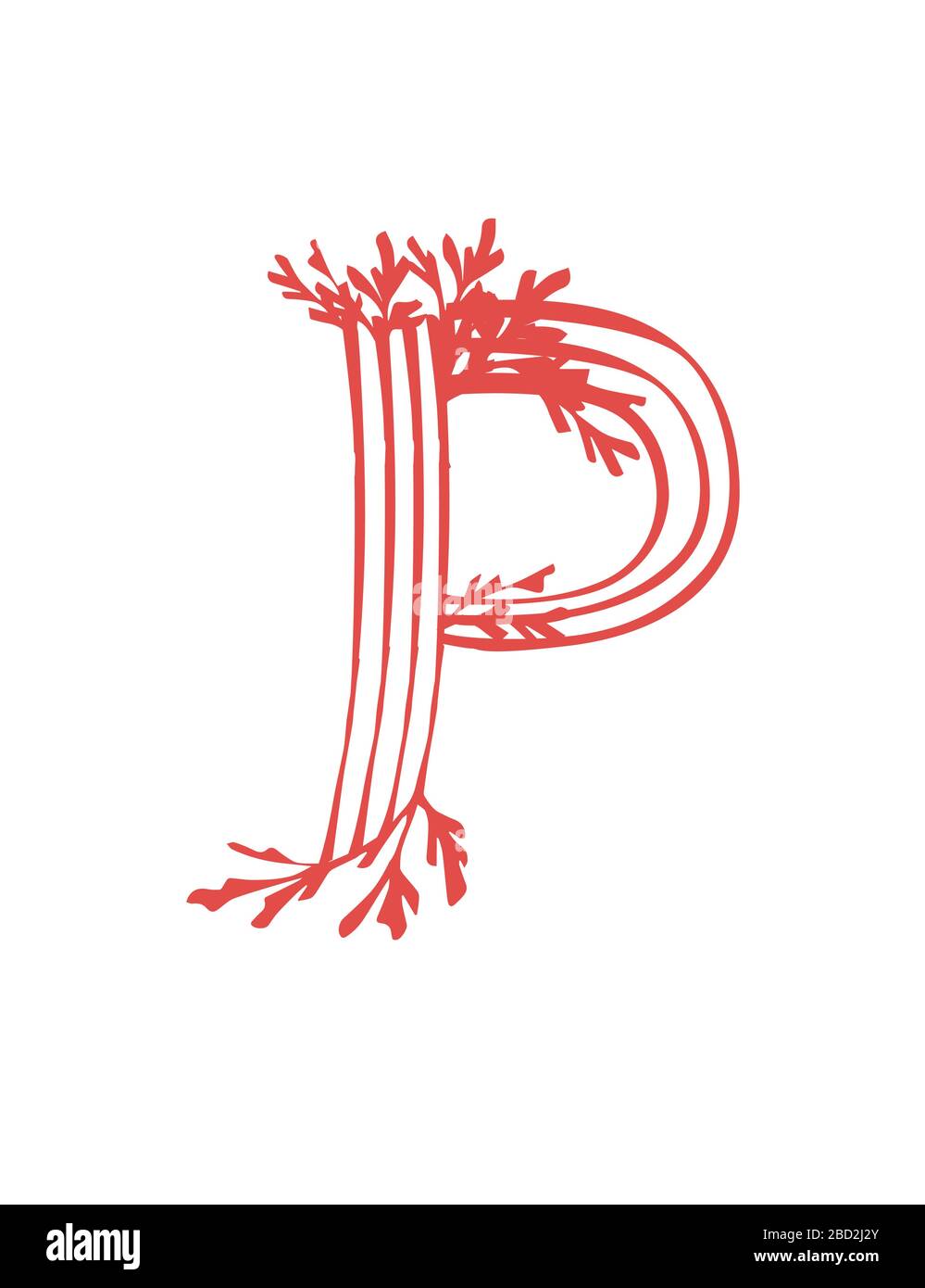 Letter P pink colored seaweeds underwater ocean plant sea coral ...