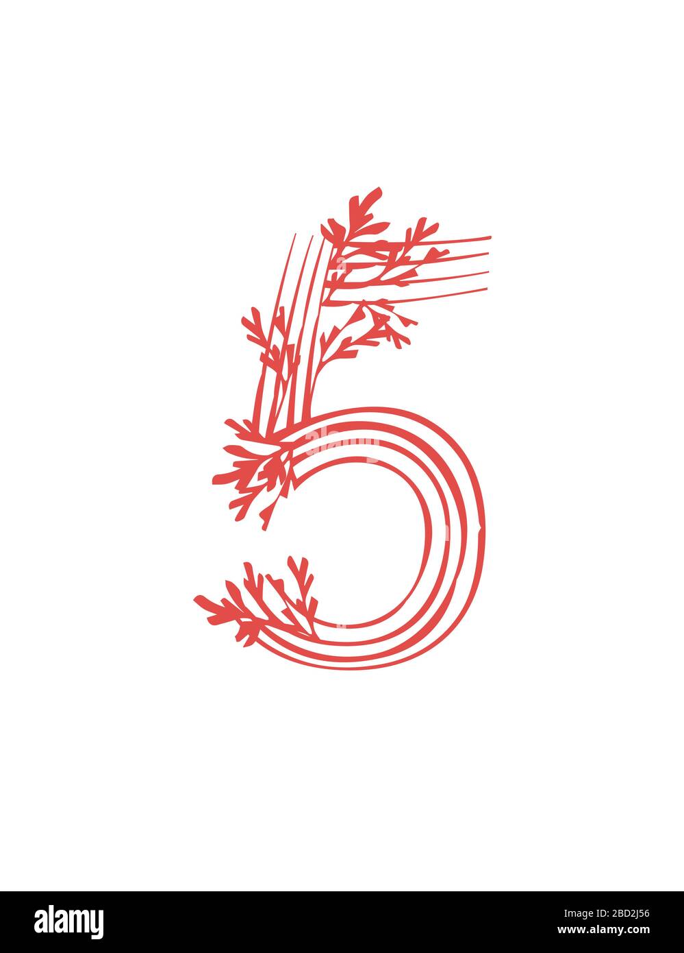 Number 5 pink colored seaweeds underwater ocean plant sea coral ...