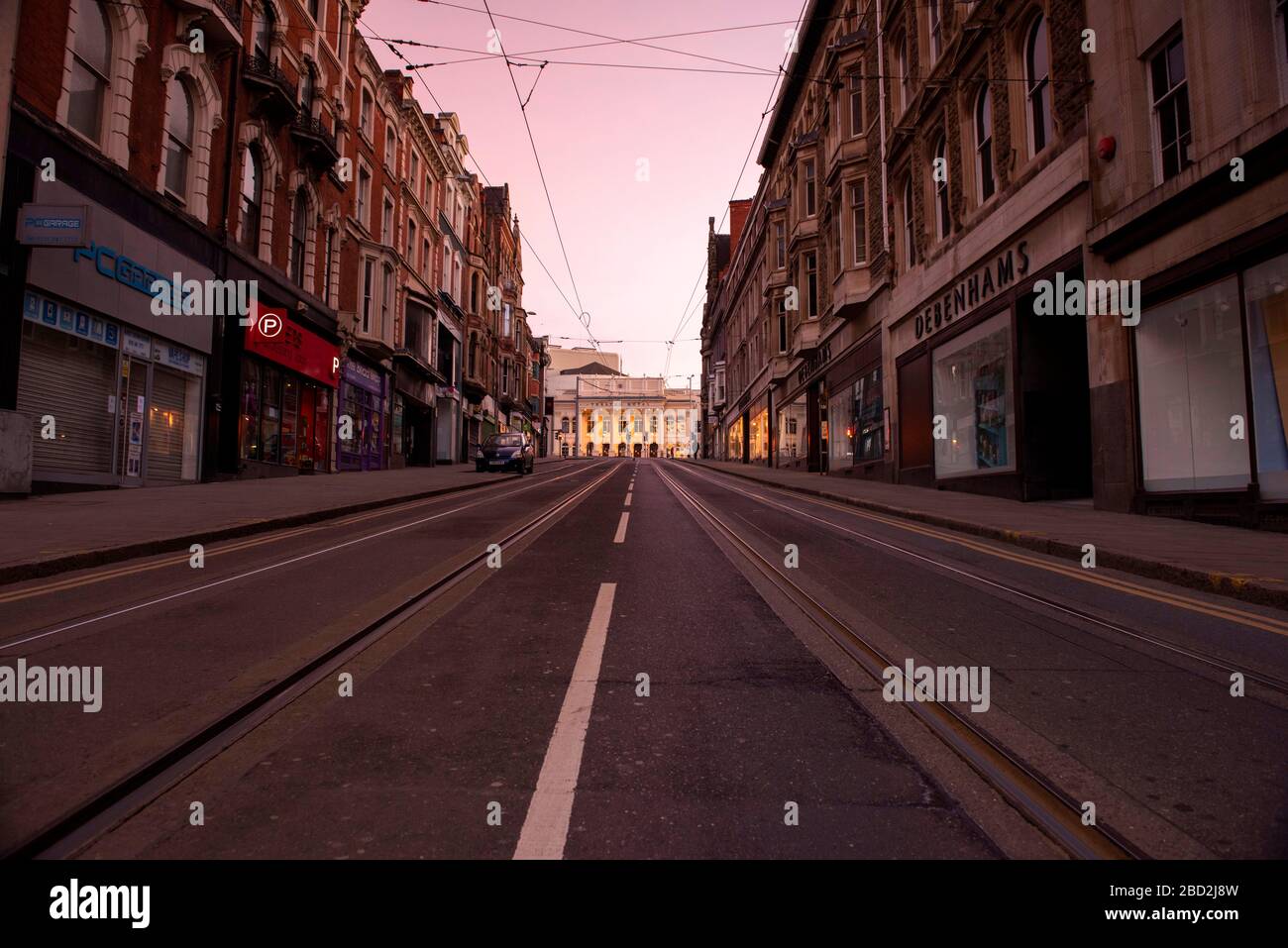 Market Street at sunrise in Nottingham City, captured during the Covid ...
