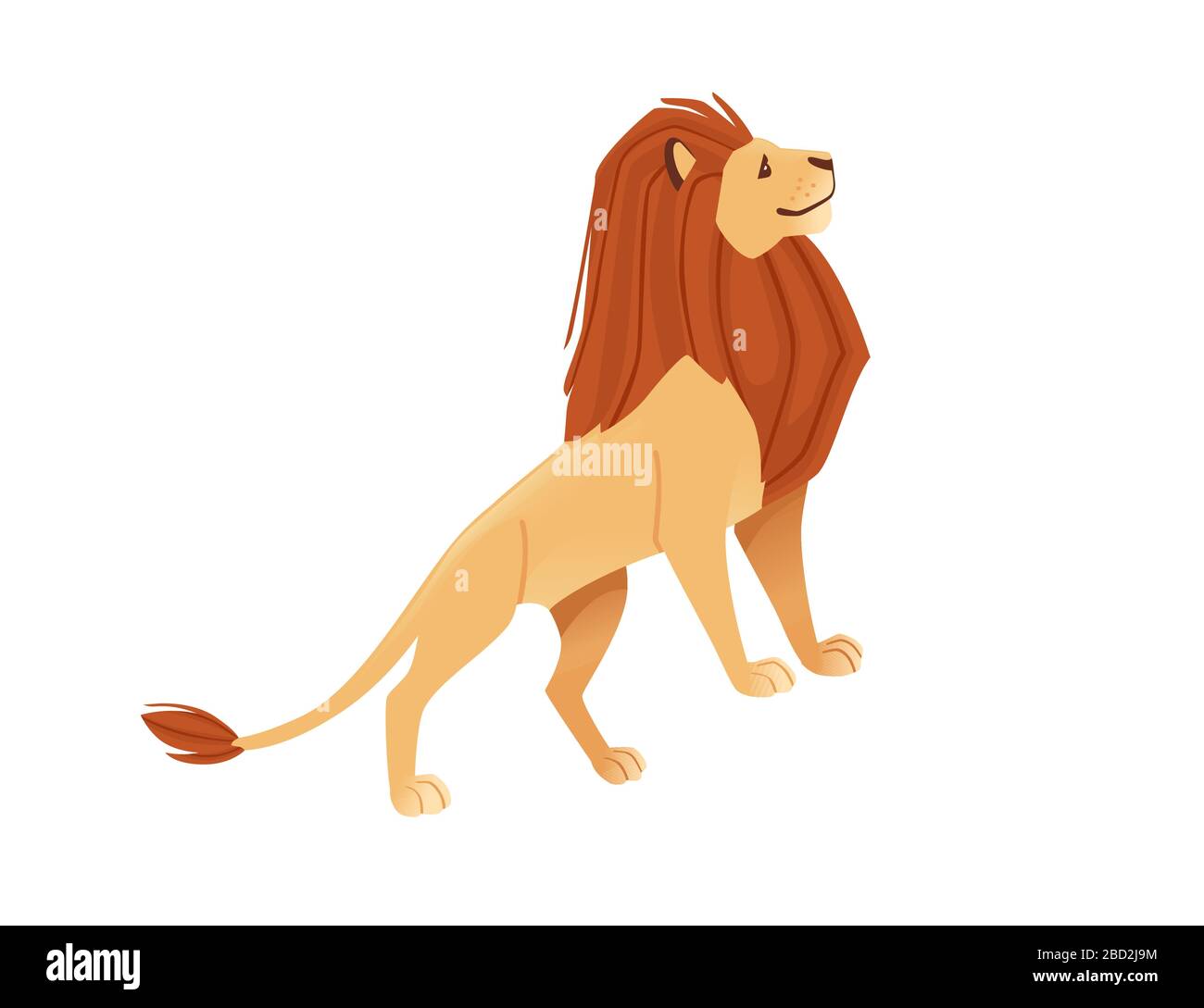 Proud powerful cute lion character cartoon style animal design flat ...