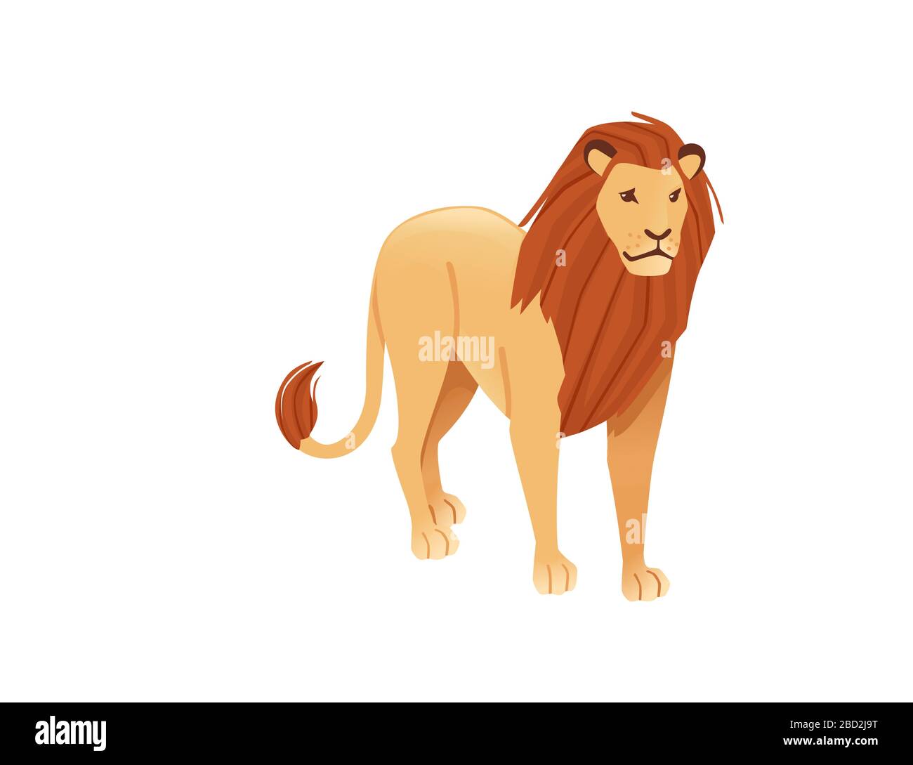 Proud powerful cute lion character cartoon style animal design flat ...