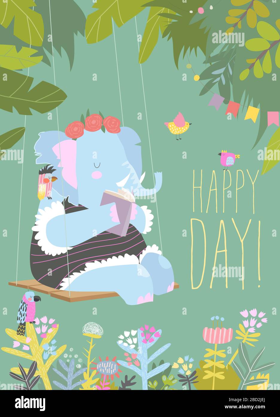 Bird on swing Stock Vector Images - Alamy