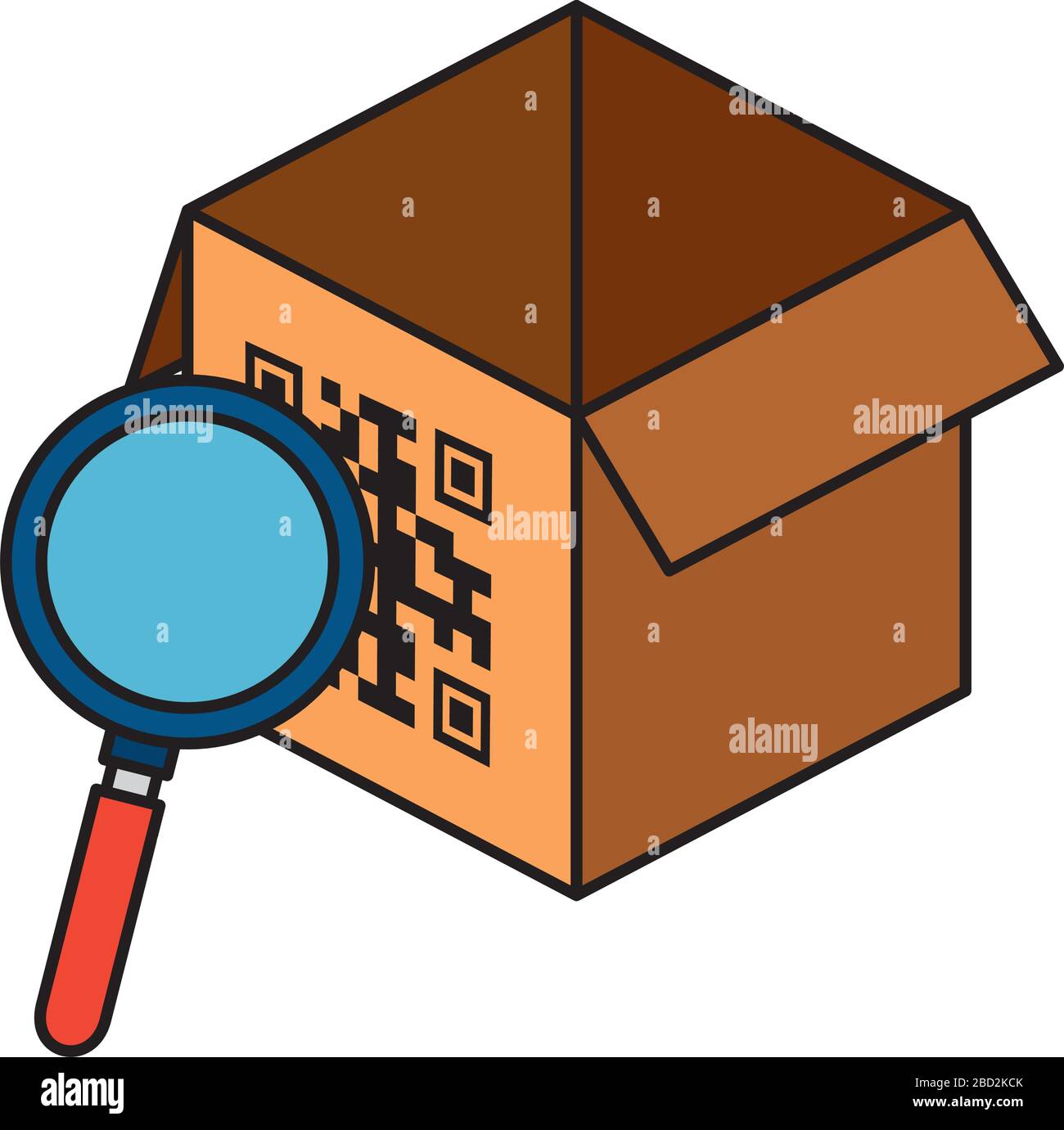 qr code over box and lupe vector design Stock Vector Image & Art - Alamy