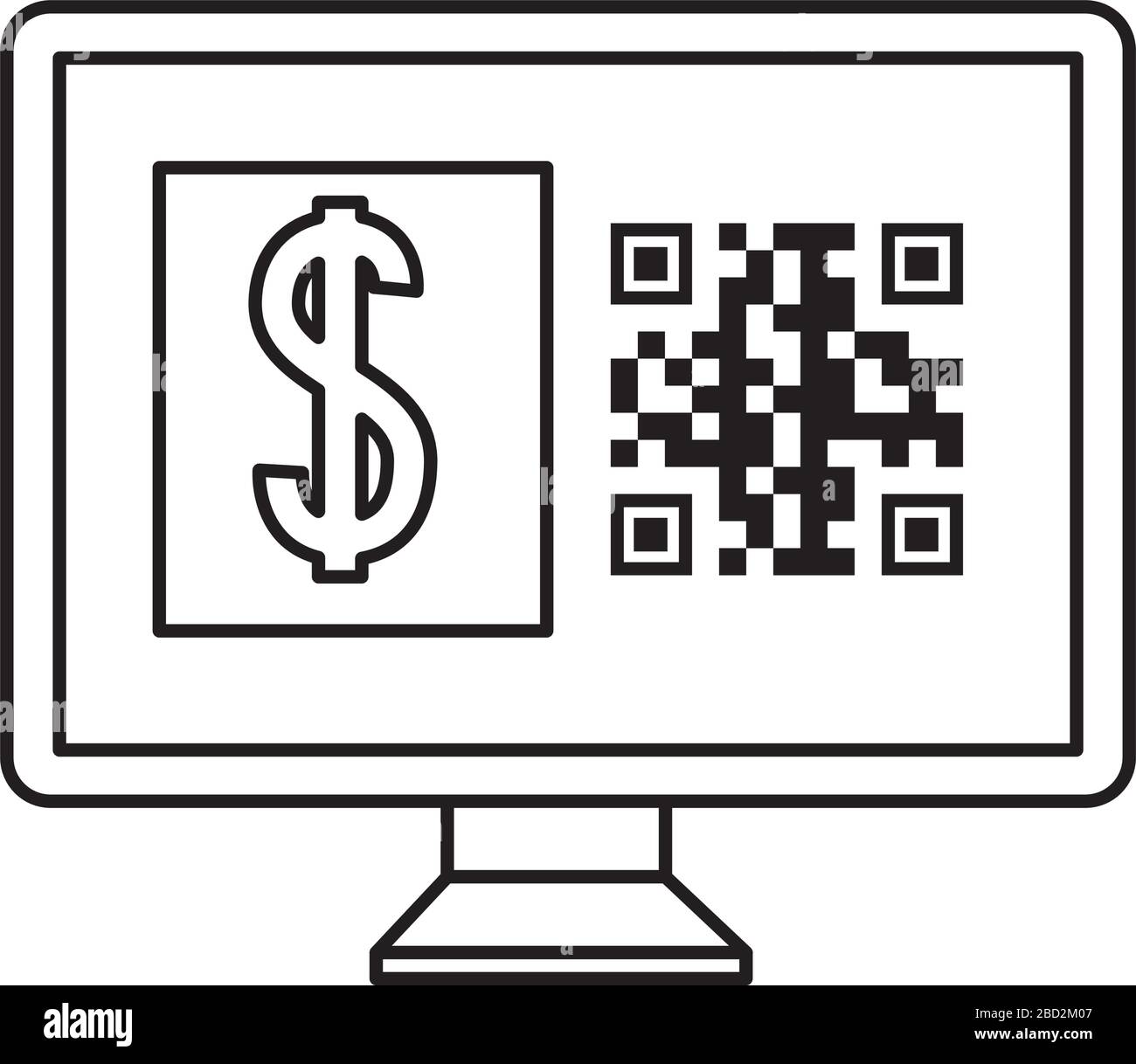 qr code inside computer and dollar vector design Stock Vector Image ...