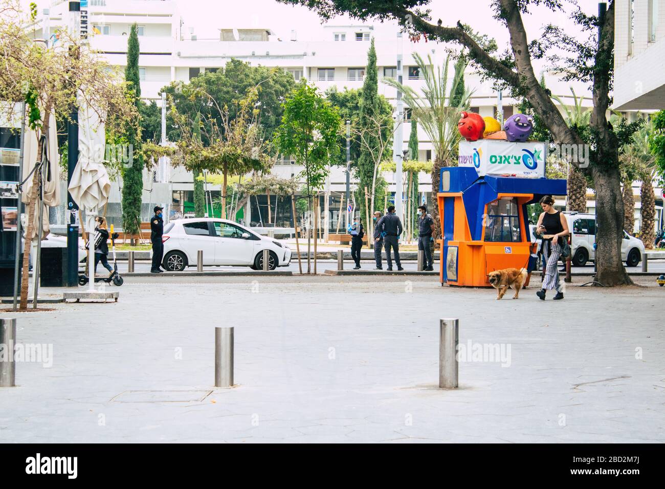 Tel Aviv Israel April 05, 2020 View of a Israeli police control in the ...