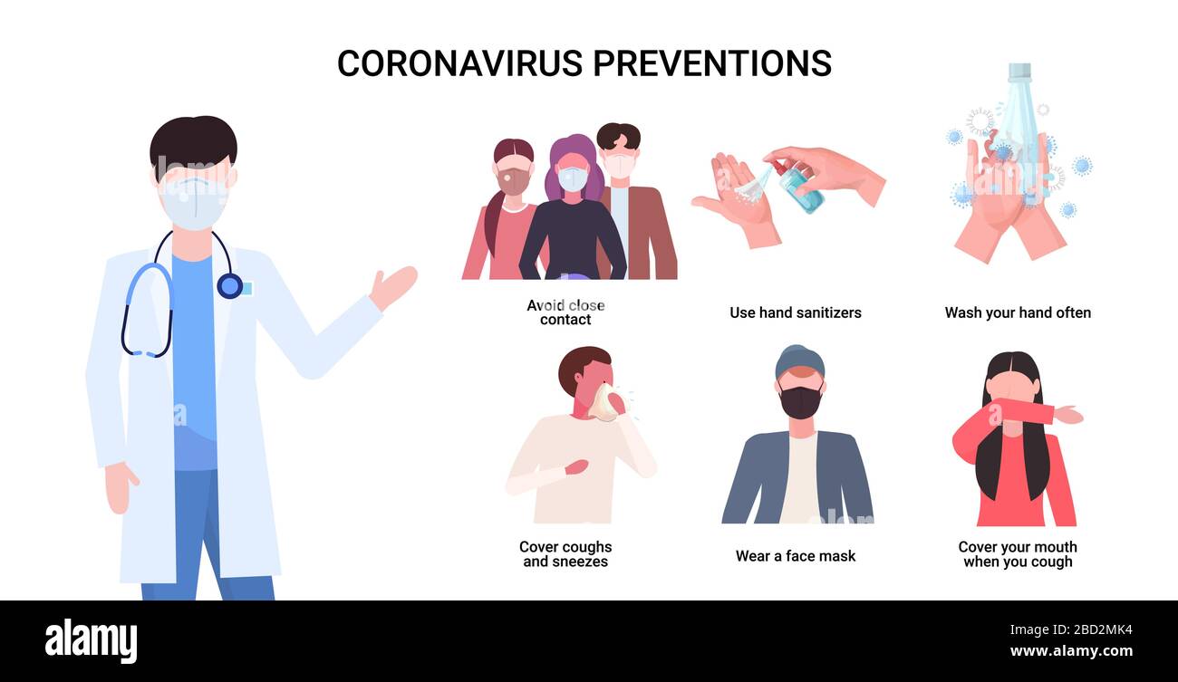 doctor explaining basic protective measures coronavirus prevention ...