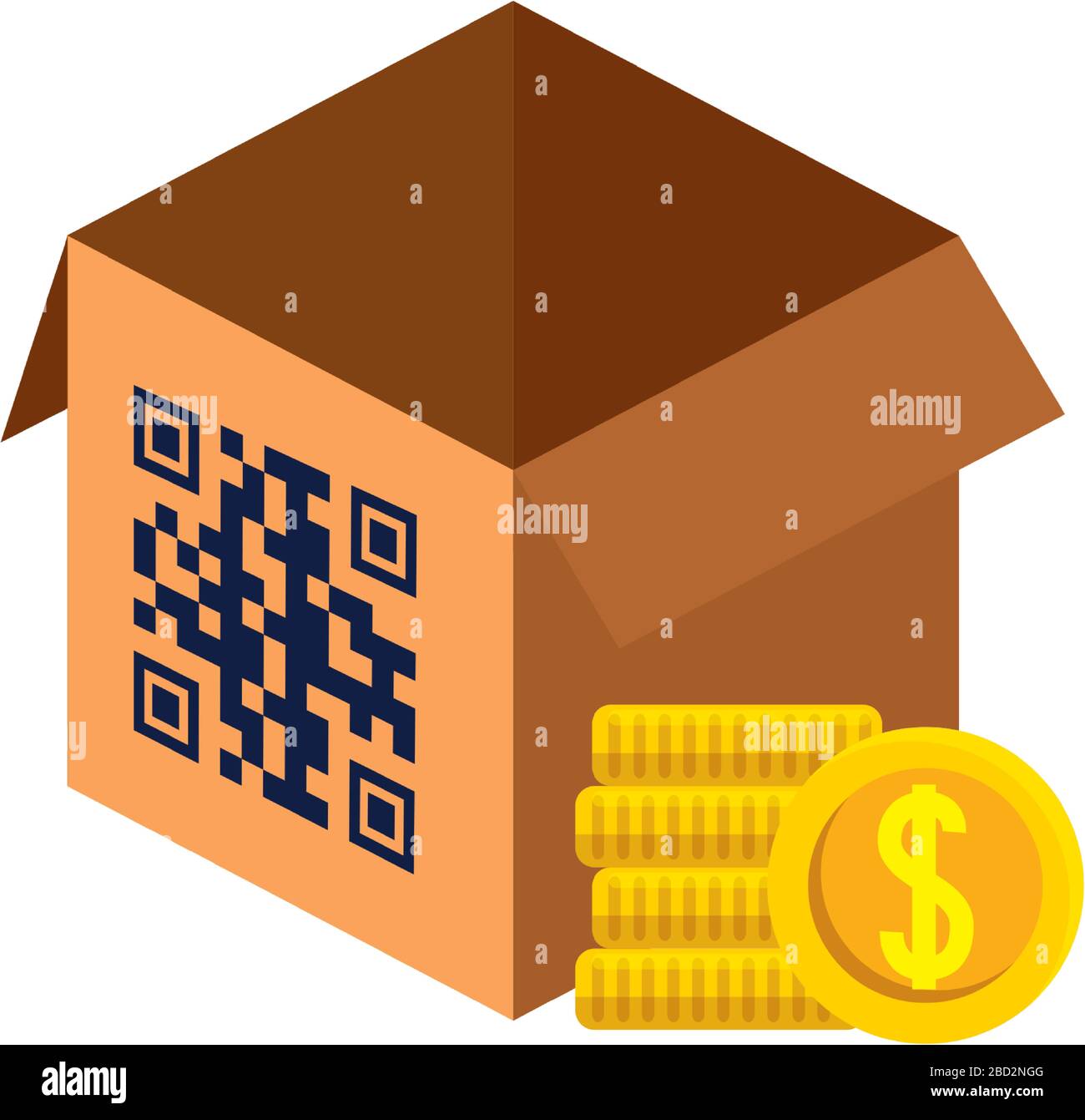 qr code over box and coins vector design Stock Vector Image & Art - Alamy