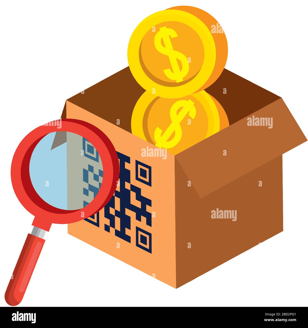 qr code over box lupe and coins vector design Stock Vector Image & Art ... qr code over box lupe and coins vector design Stock Vector Image & Art ...
