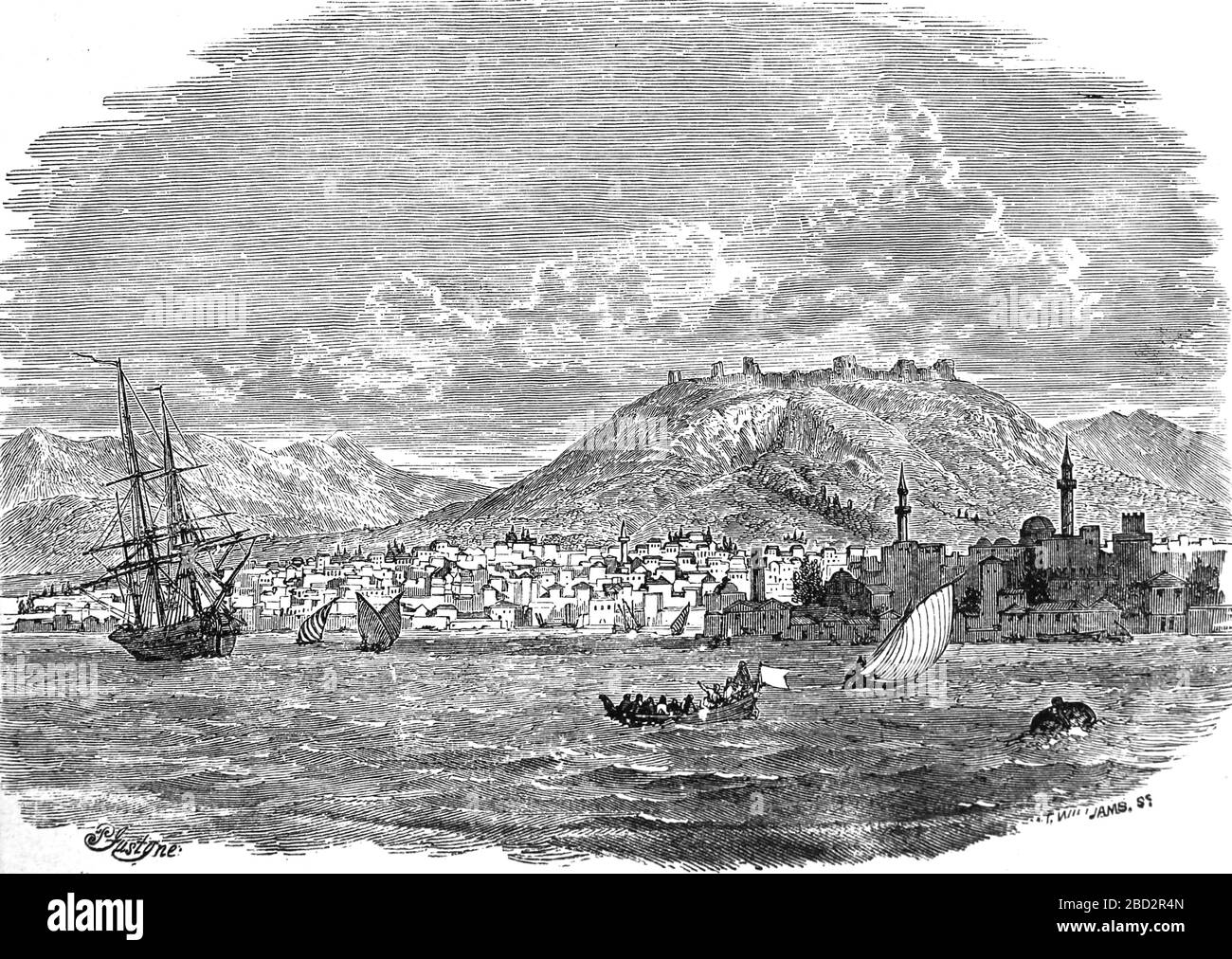 Asia Minor. Modern Smyrna. Turkey. Engraving, 19th century Stock Photo ...