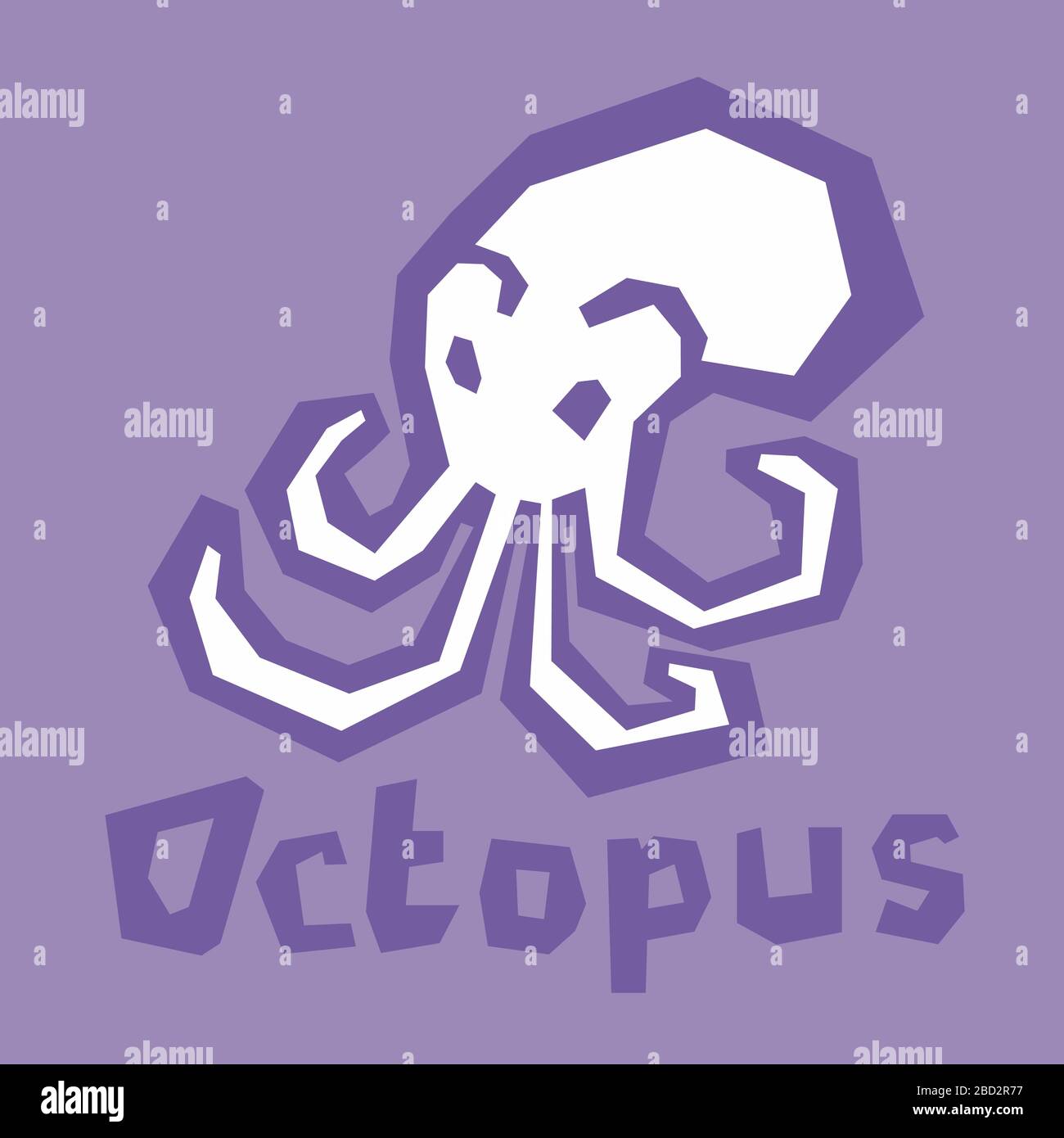 Vector stylized Octopus illustration isolated on violet background ...