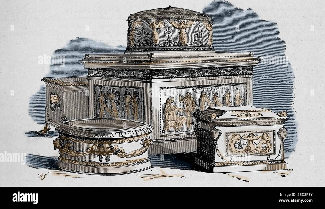 Alabaster objects. Roman and Greek period. Engraving, 19th century ...