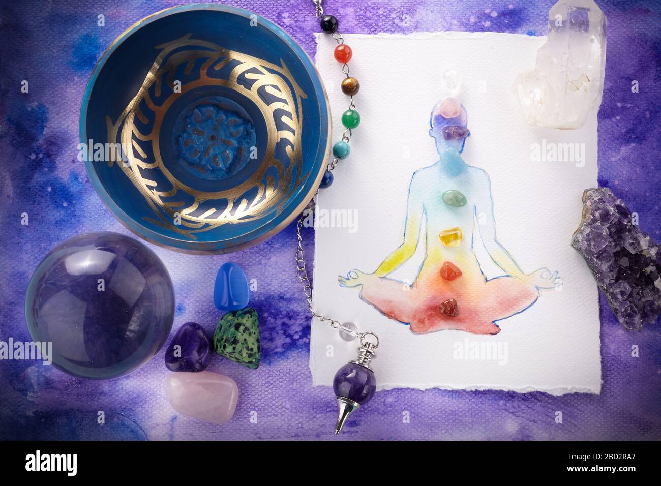 Reiki Healing chakra background, with watercolor painting and healing ...