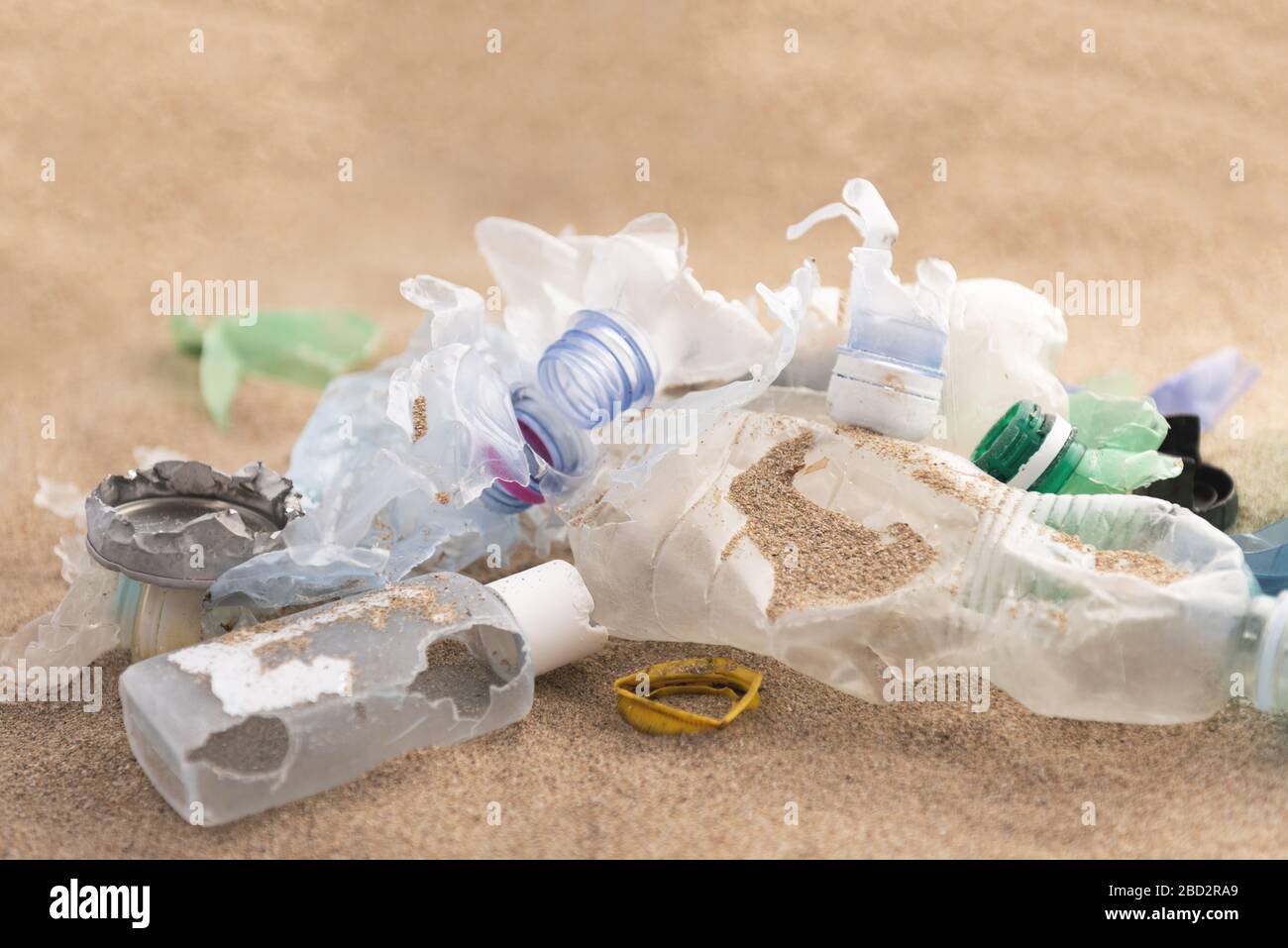 Ecological disaster and pollution of the world ocean. Used plastic ...