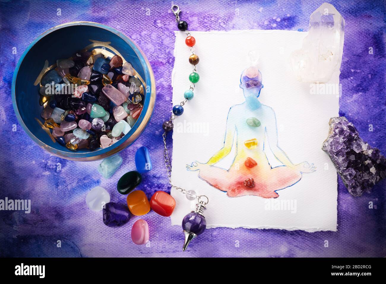 Reiki Healing chakra background, with watercolor painting and healing ...