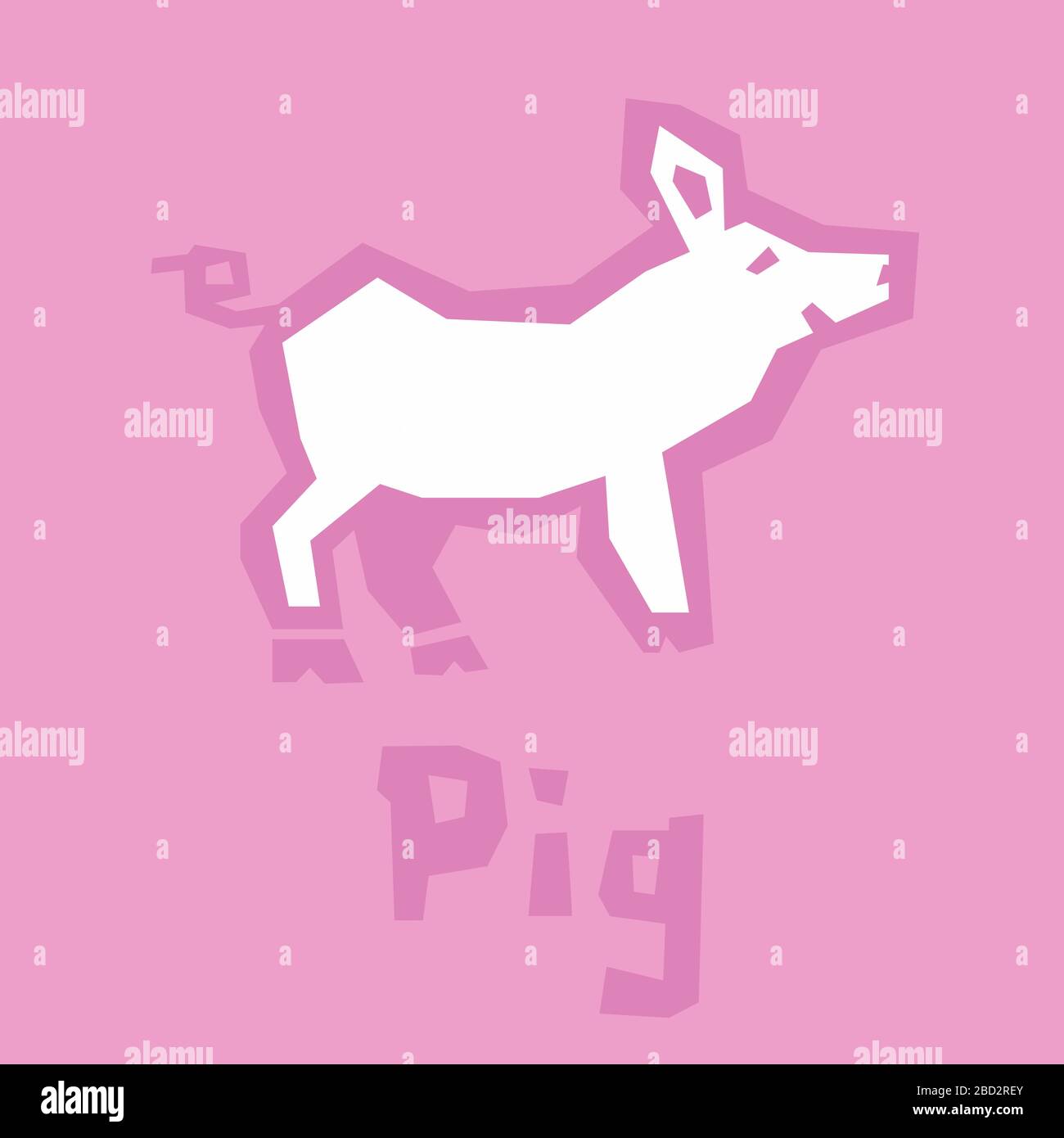Illustration of cute pretty pig. Vector flat stylized piglet isolated ...