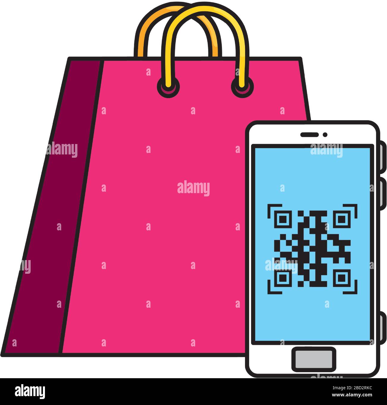 qr code inside smartphone and bag vector design Stock Vector Image ...