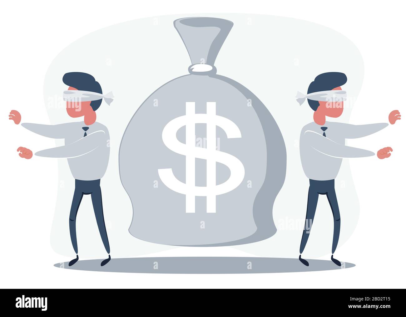 Cartoon blind businessmen can not find money lying on the ground Stock ...