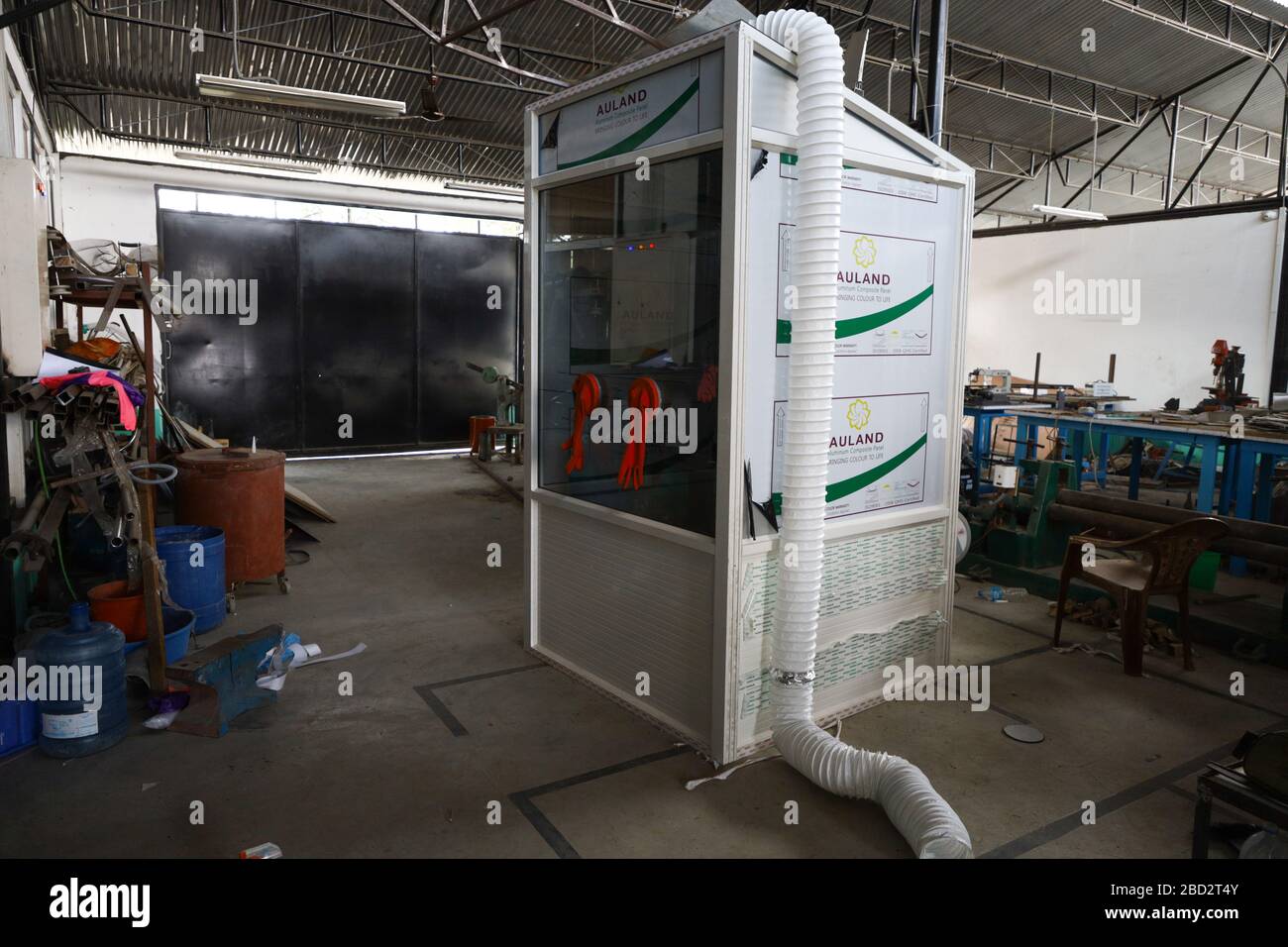 Kathmandu, Nepal. 06th Apr, 2020. A final look of contamination check ...