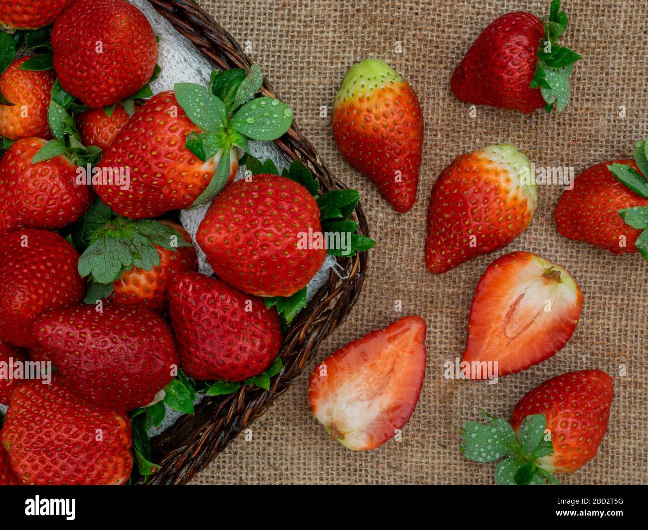 Top view of a group of strawberries Stock Photo - Alamy