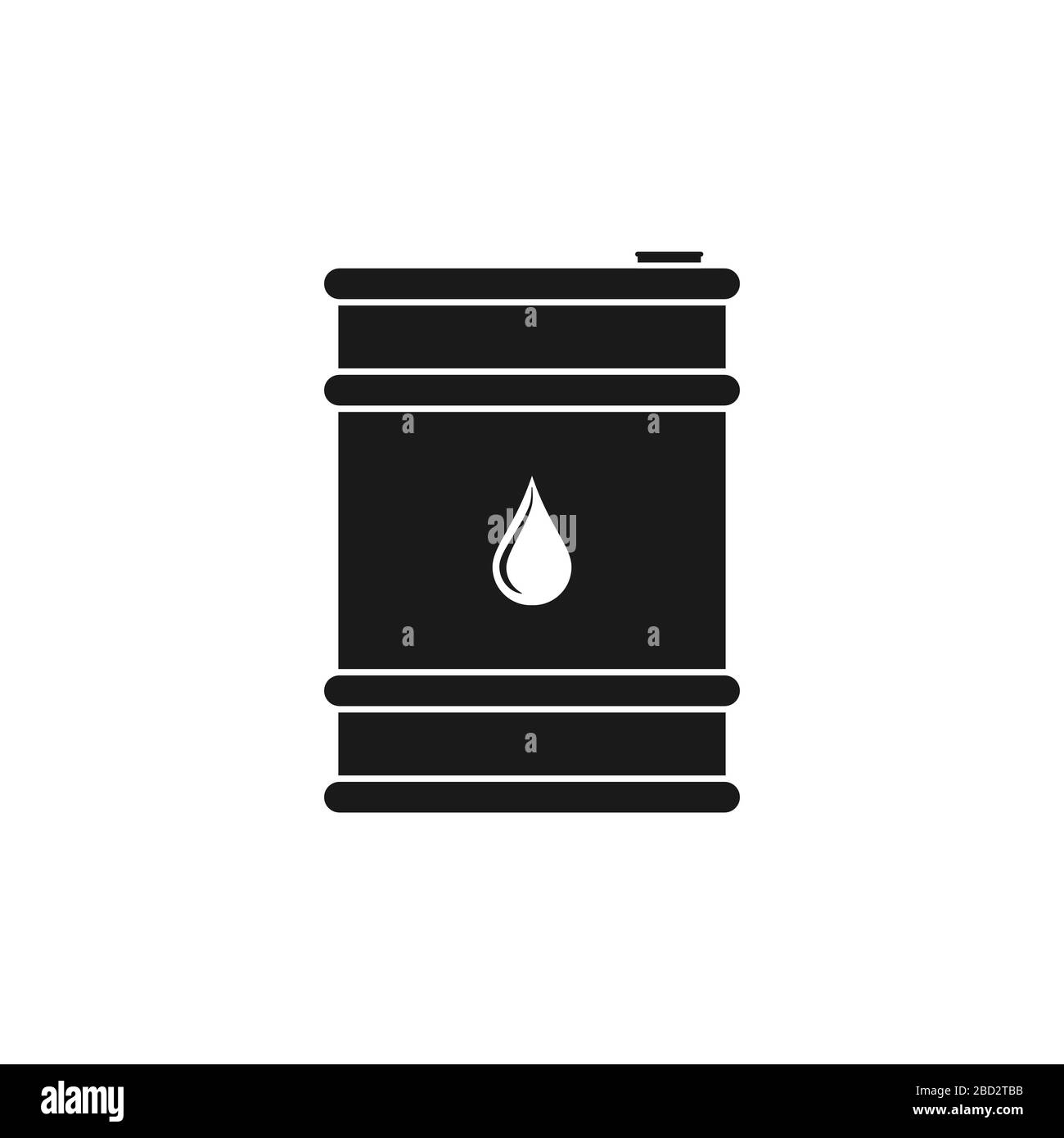 Barrel icon with drop symbol, filled silhouette isolated on white ...