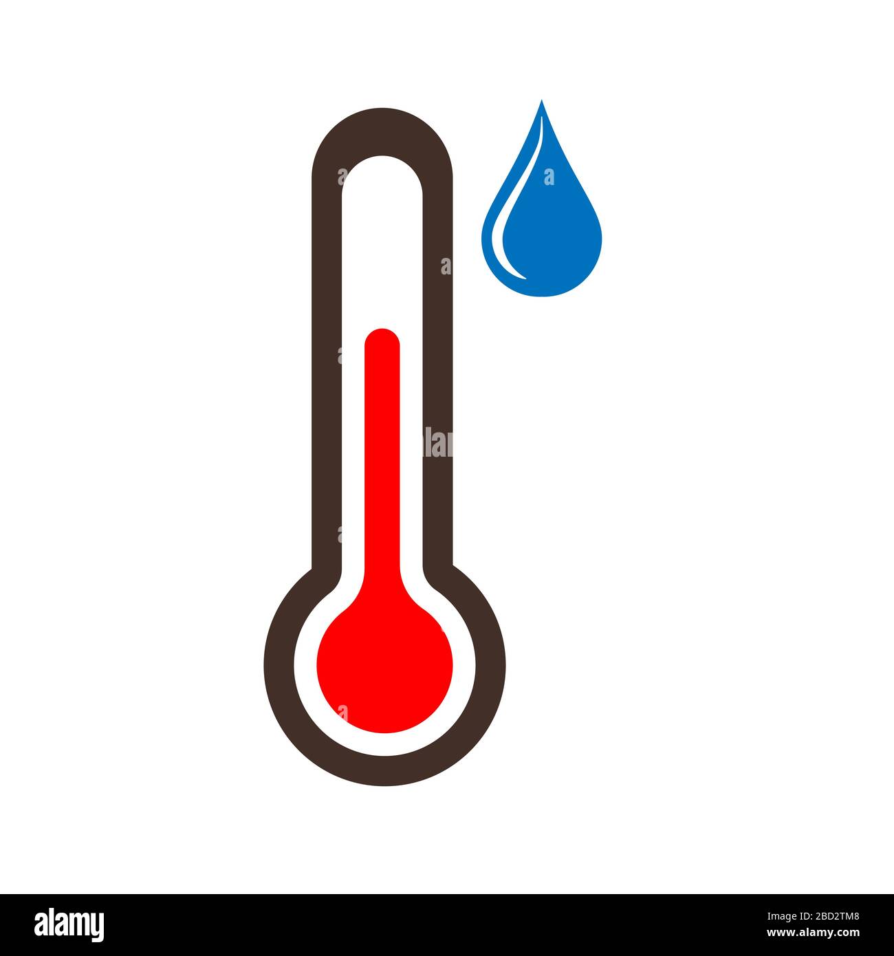 Vector color icon of thermometer and water drop isolated on white ...