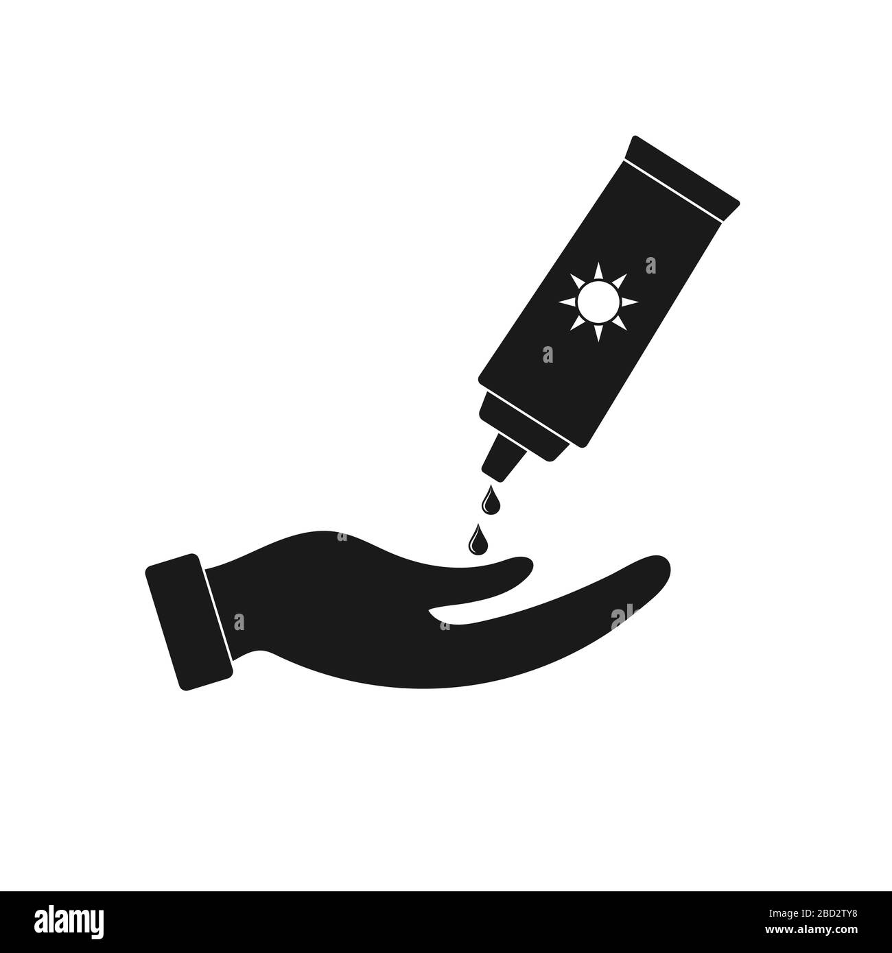 Icon with a hand and sunscreen. Vector stock illustration. Simple ...