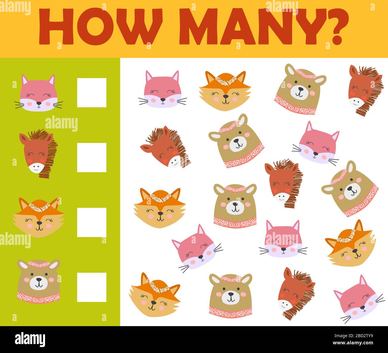 Counting animal games for preschool kids sheet layout in colorful ...